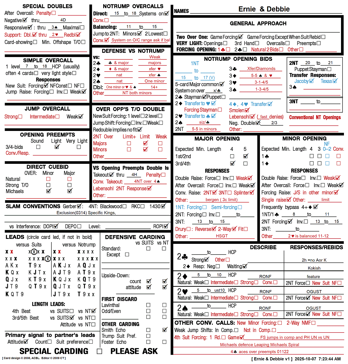 Canadian Bridge FederationOnline Team League 25-26 / Convention Cards ...